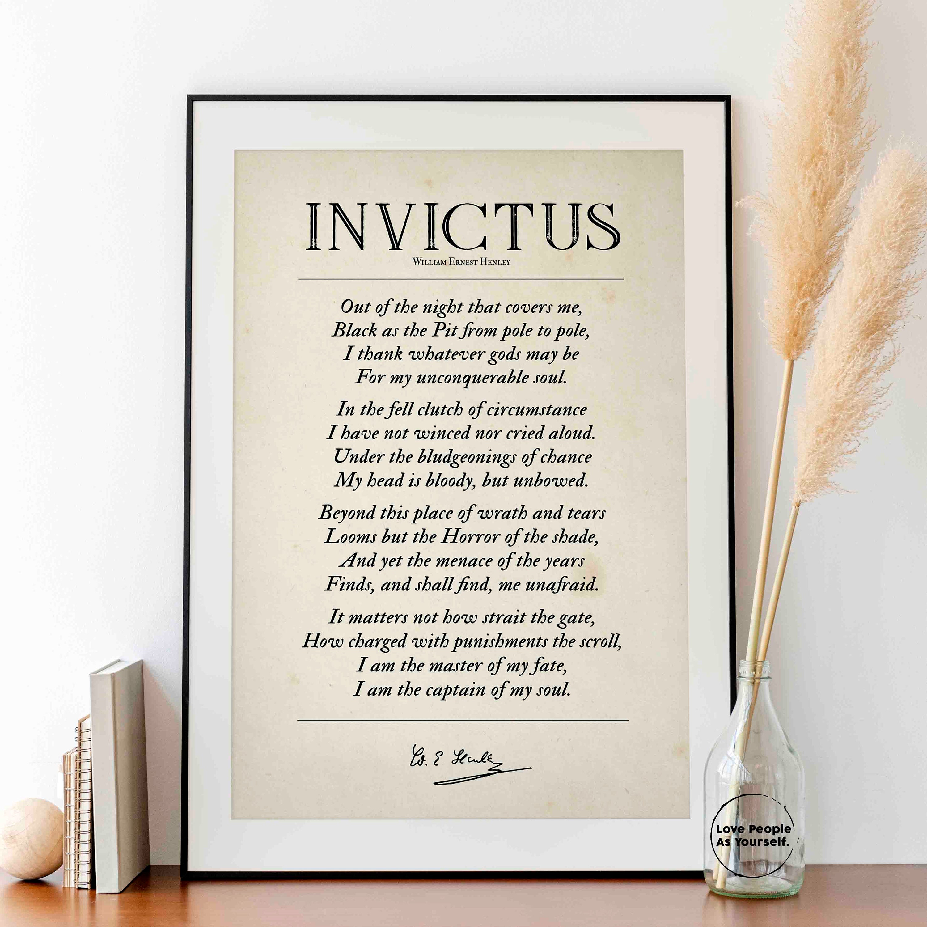 Invictus Poem, William Ernest Henley Print, Fathers Day Gift Poetry ...