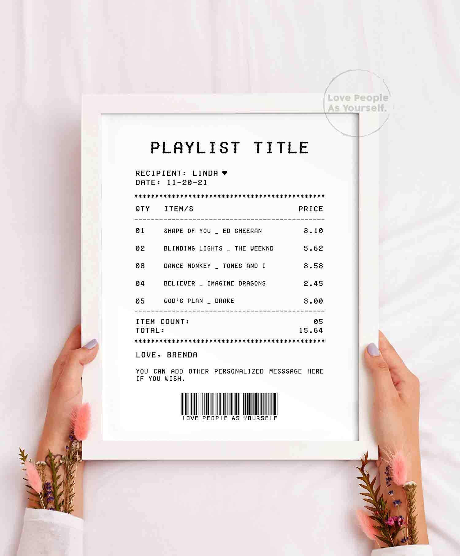 Personalized Song Receipt Poster Print Custom Playlist Gifts - Etsy