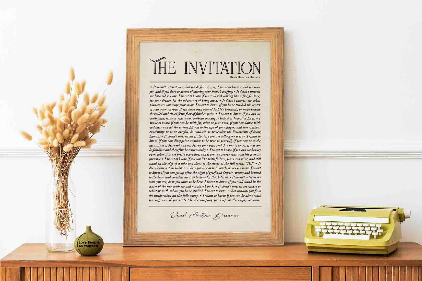 The Invitation Poem by Oriah Mountain Dreamer, Wall Art Print Poster ...