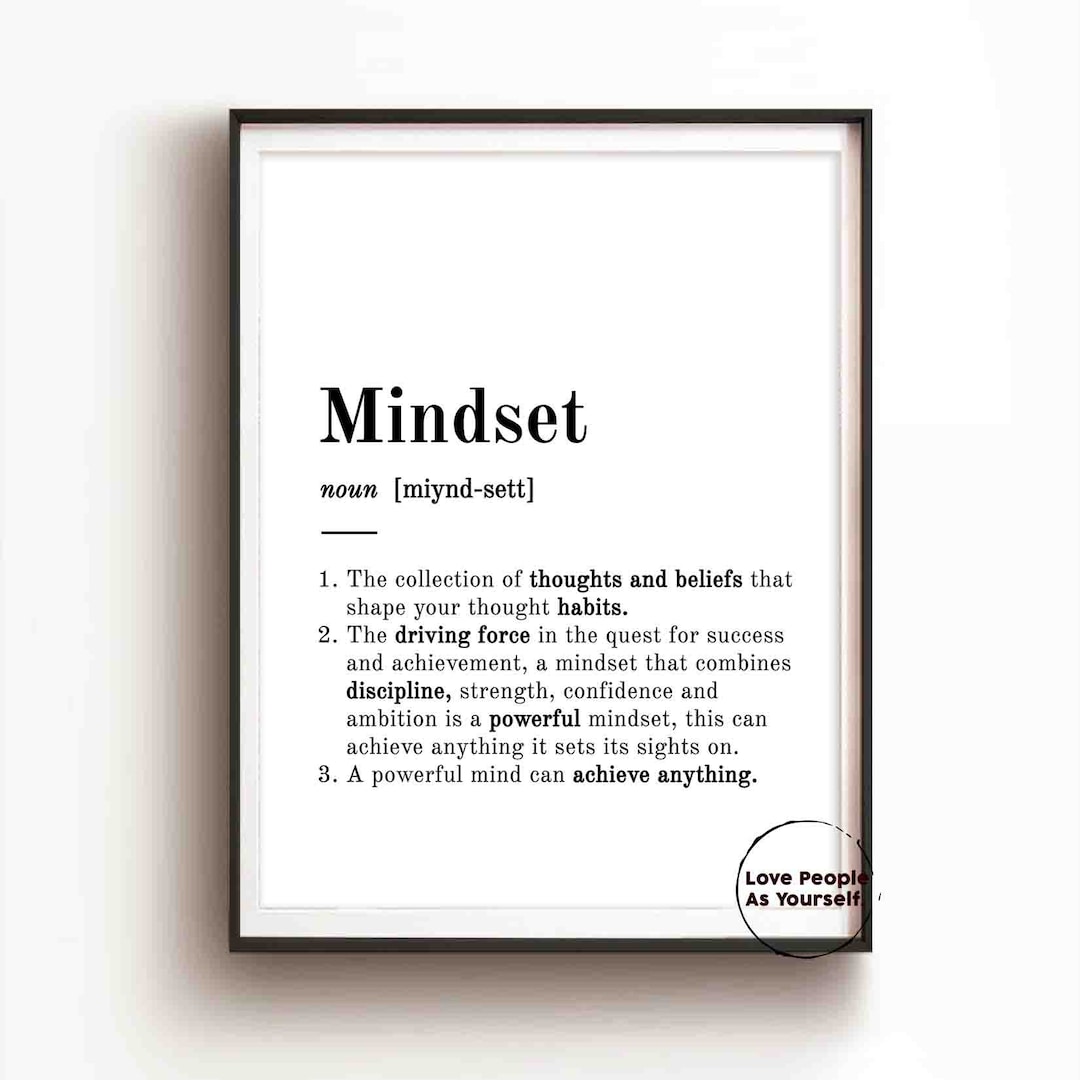 Mindset Definition Print, Office Wall Art, Home Office, Inspirational ...