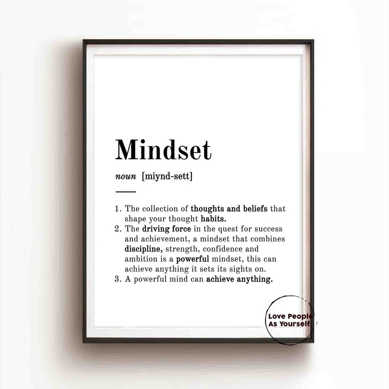 Mindset Definition Print Office Wall Art Home Office - Etsy