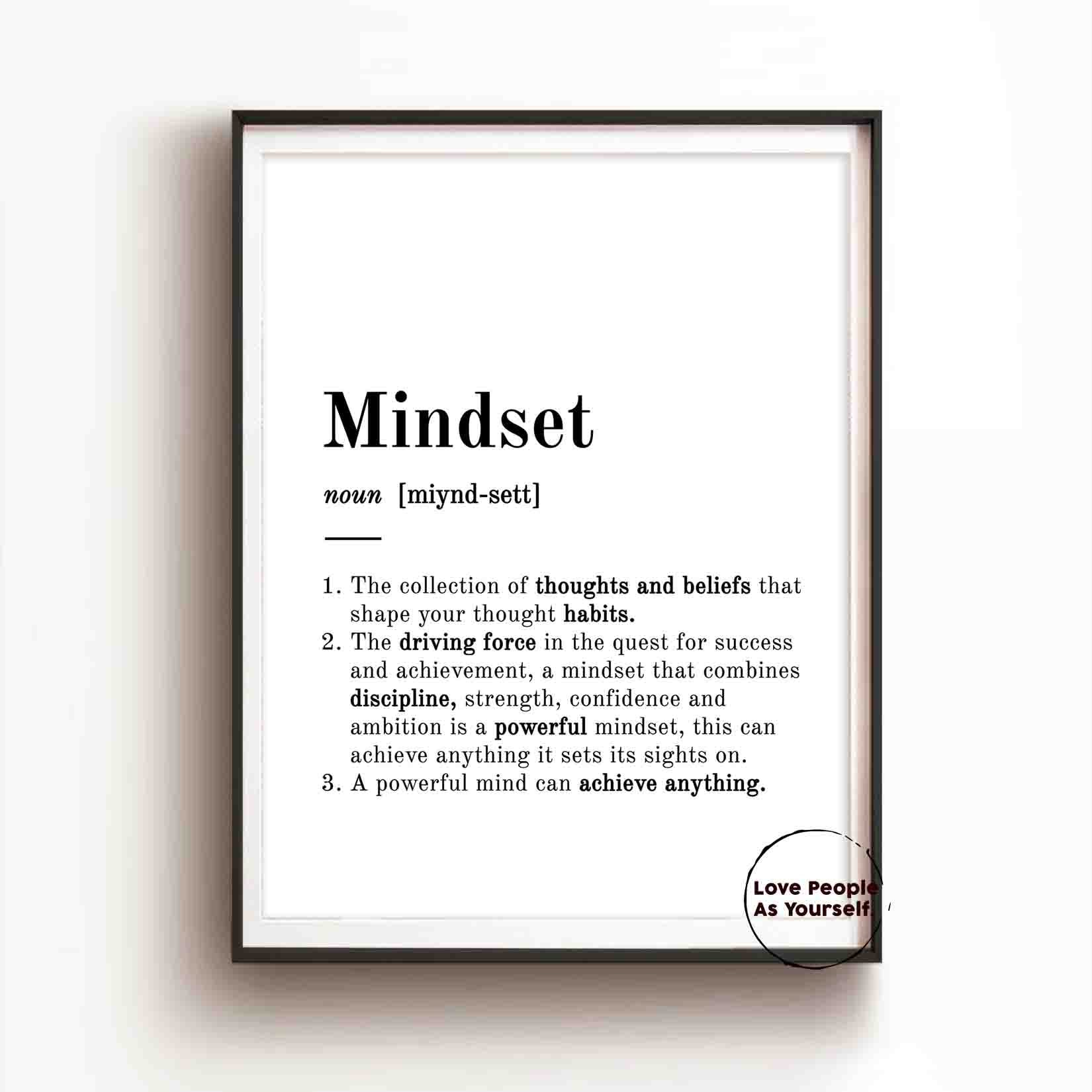 Digital Prints Prints Mindset Definition Print Home Office Wall Art ...