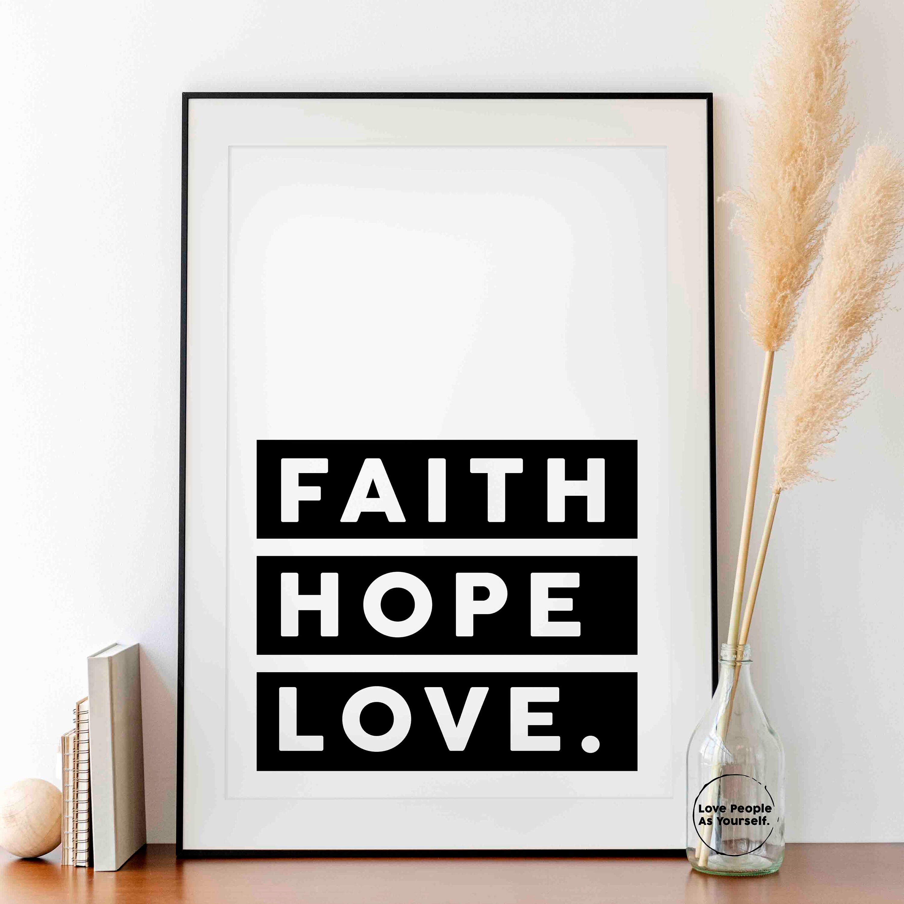 Faith Hope Love Poster Print, Printable Wall Art, Christian Children's ...