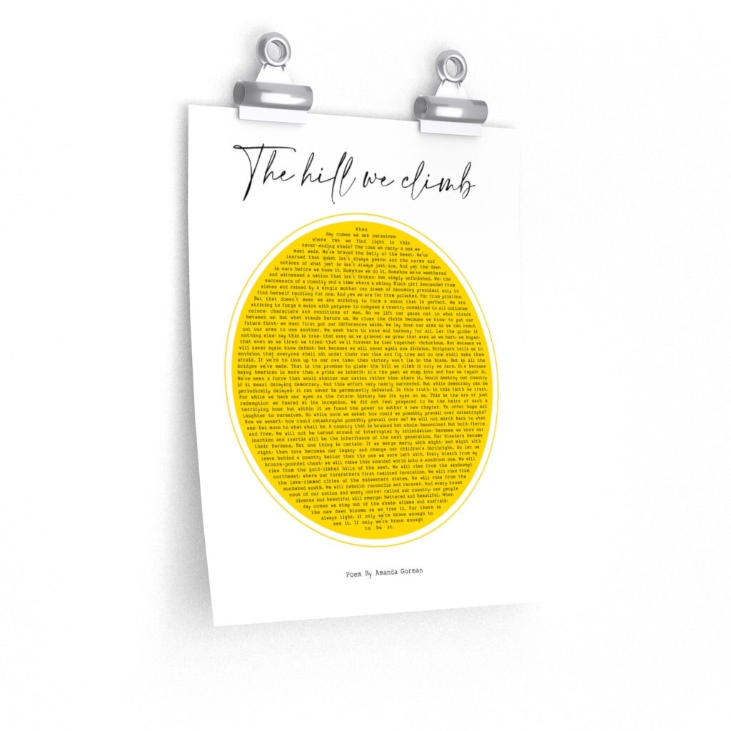 Amanda Gorman Full Poem the Hill We Climb American Poet - Etsy