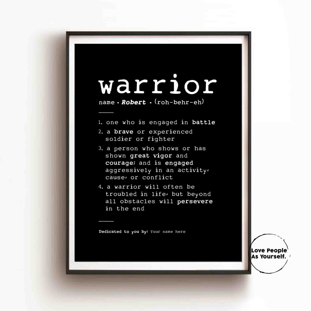 Warrior Sign, Custom Name Sign, Personalized Friend Gift, Inspirational ...
