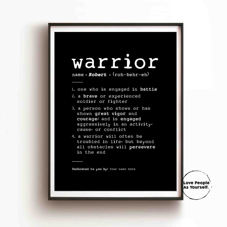 Warrior Sign, Custom Name Sign, Personalized Friend Gift, Inspirational ...