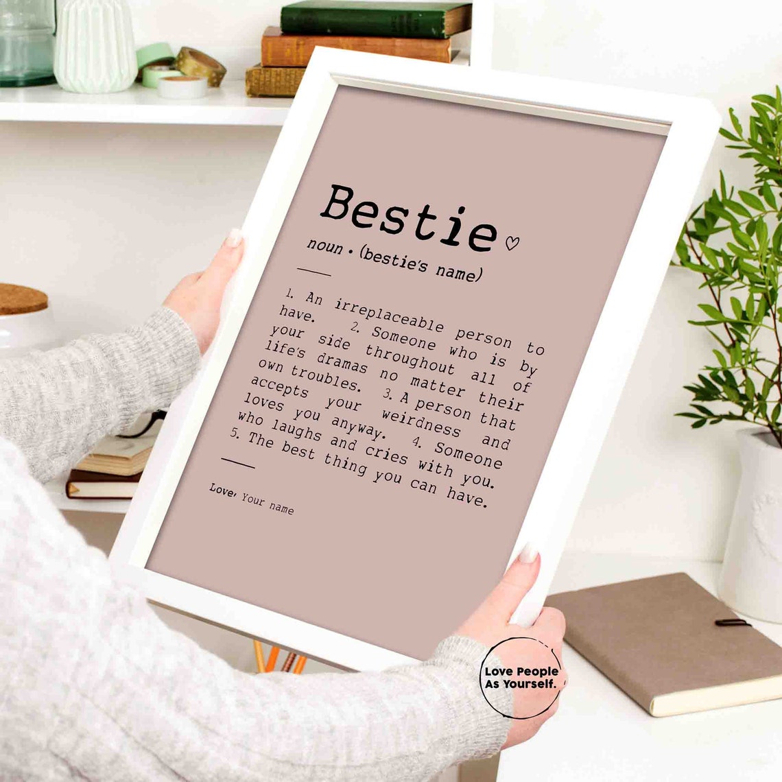 Bestie Best Friend Definition Print, Personalized Friendship Poster ...