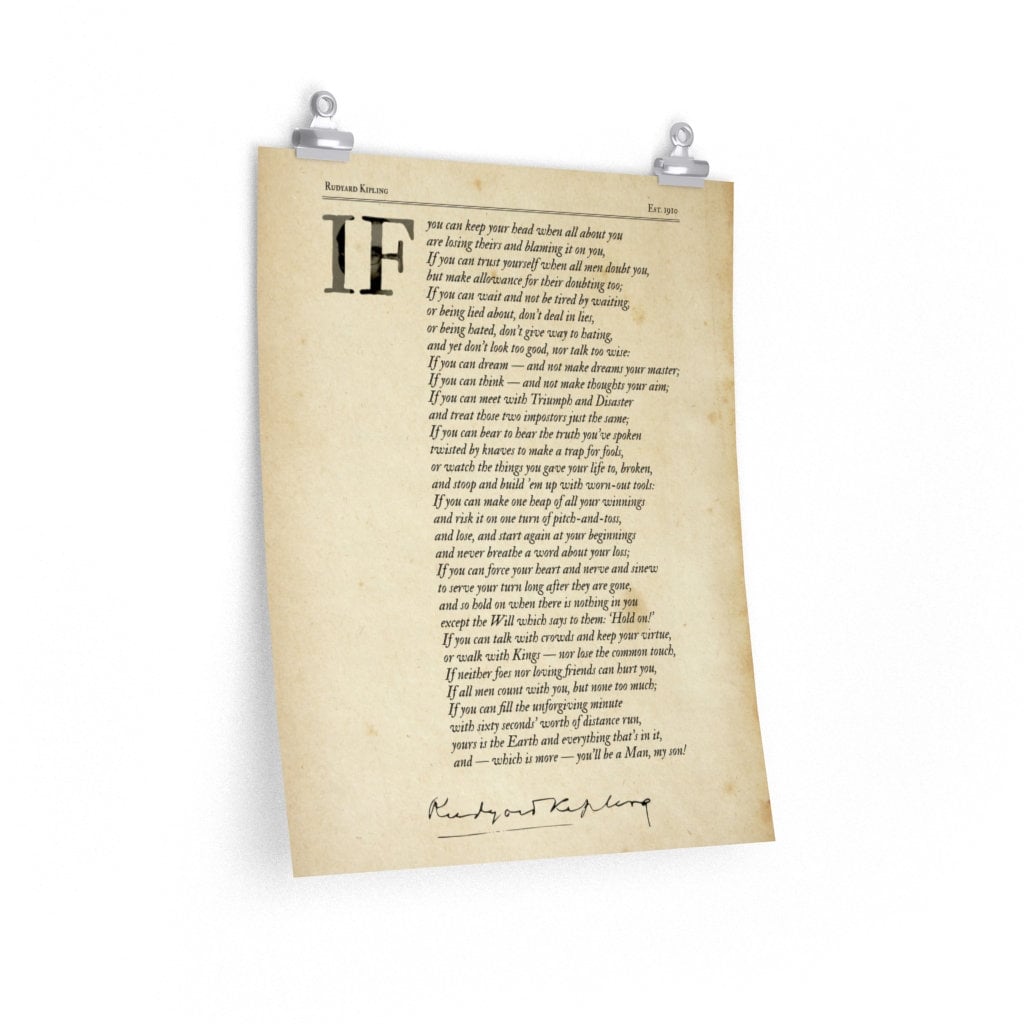 IF Poem Print, Rudyard Kipling Art Print, Inspirational Prints ...