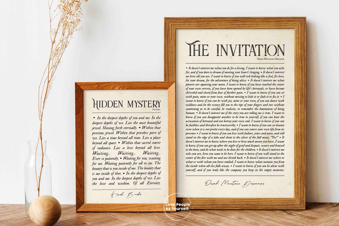 The Invitation Poem by Oriah Mountain Dreamer, Wall Art Print Poster ...