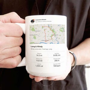Strava Map Coffee Mug, Runner Mug Gift, Custom Running Sport Activity ...