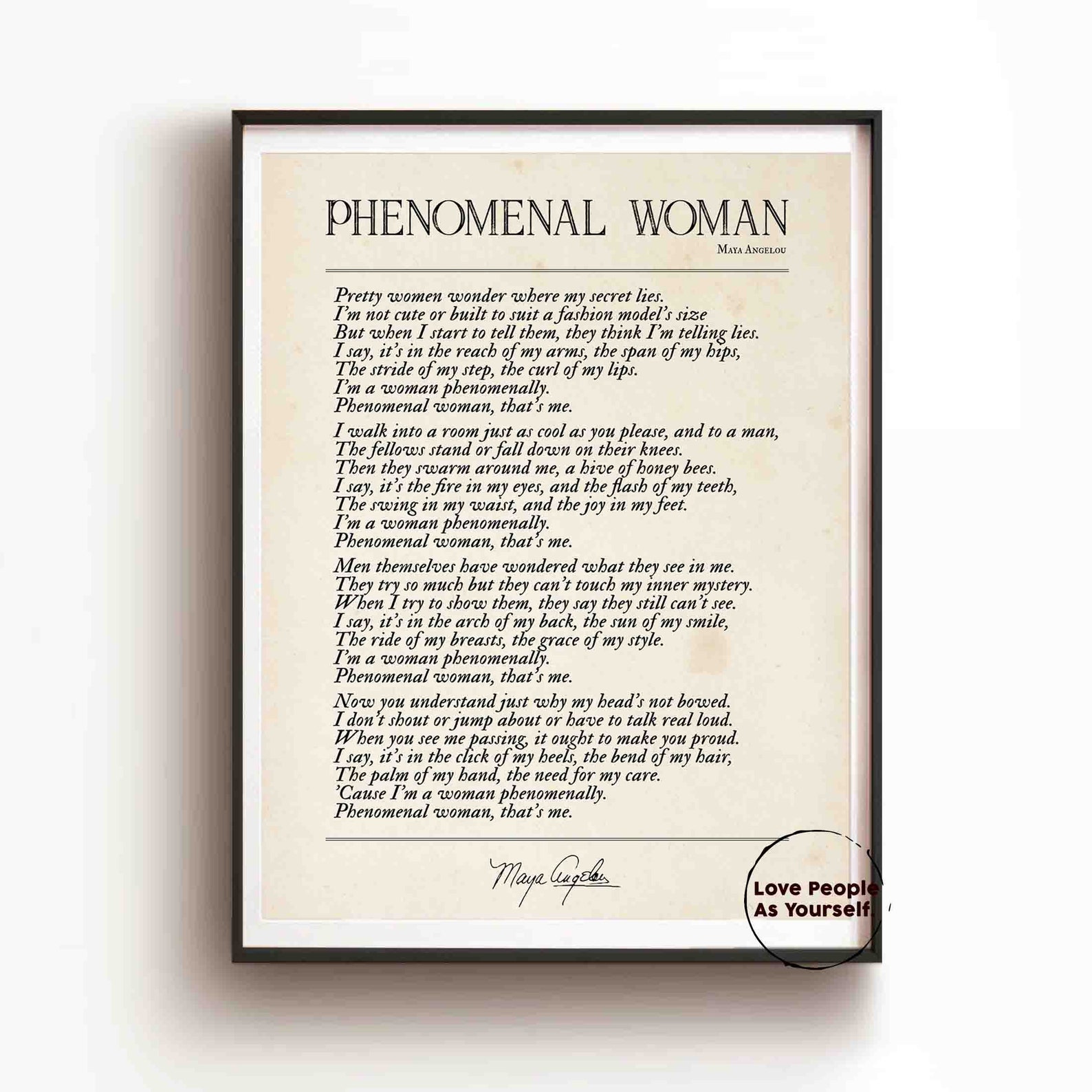 Phenomenal Woman Poem Maya Angelou Poster Print Etsy Canada