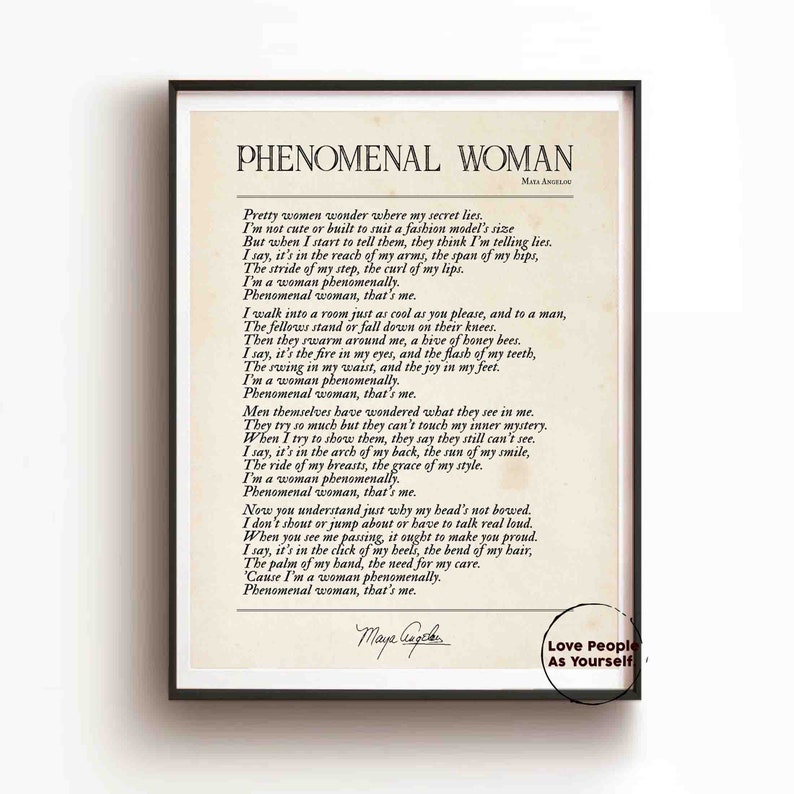 Phenomenal Woman Poem Maya Angelou Poster Print - Etsy