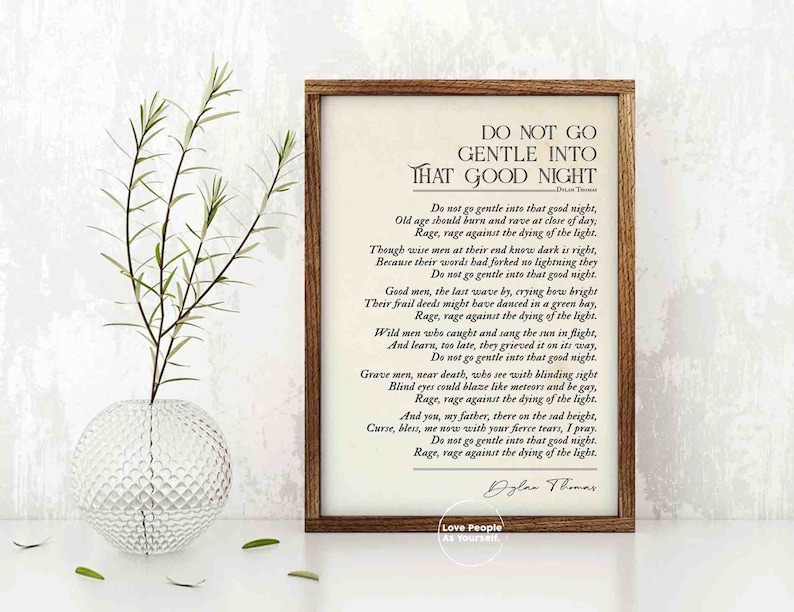 Dylan Thomas Poem Poster Print Do Not Go Gentle Into That | Etsy