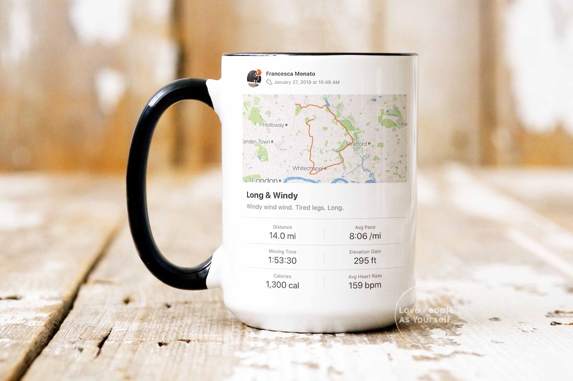 Strava Map Coffee Mug, Runner Mug Gift, Custom Running Sport Activity ...