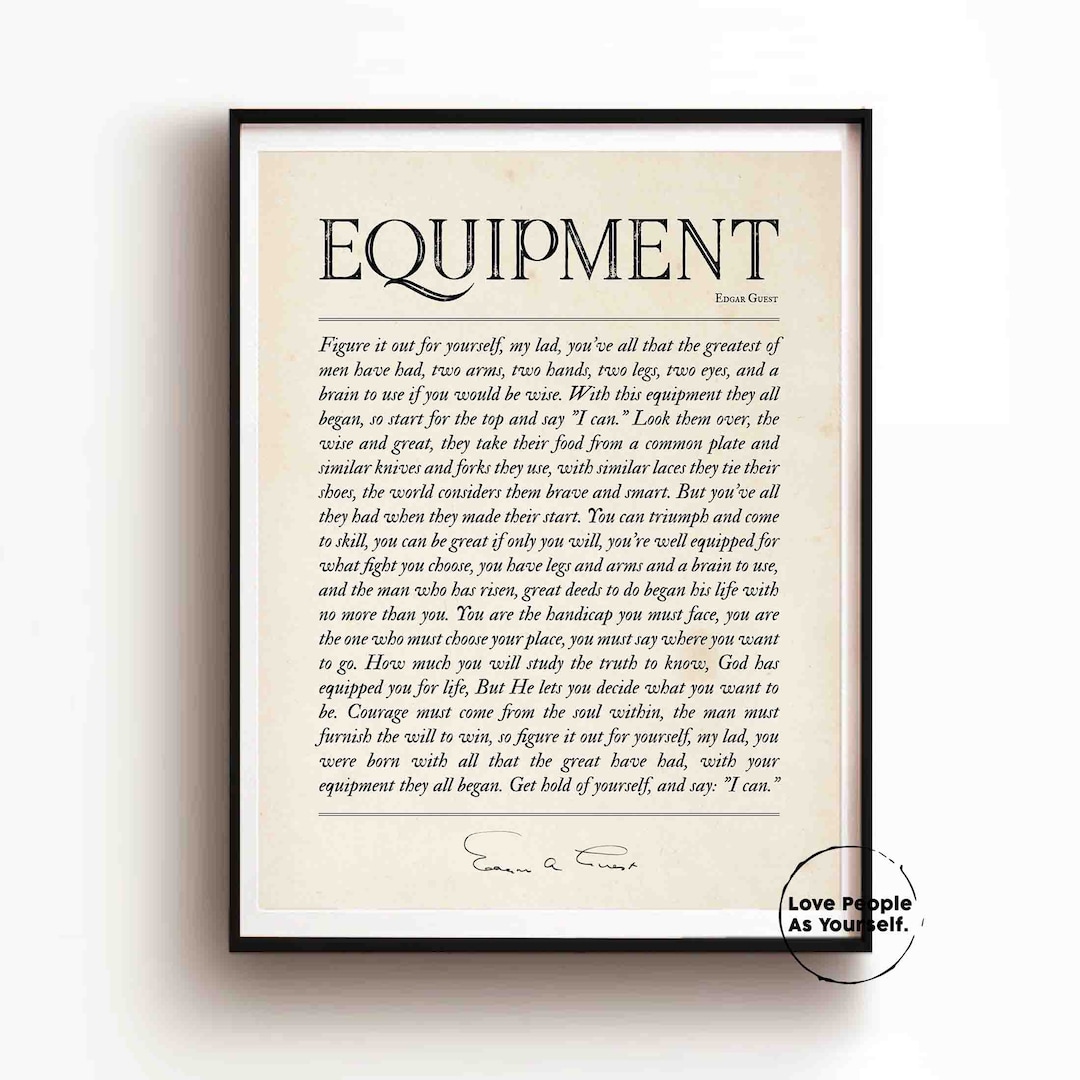 Equipment Poem by Edgar Guest Poster Print, Poetry Wall Art ...