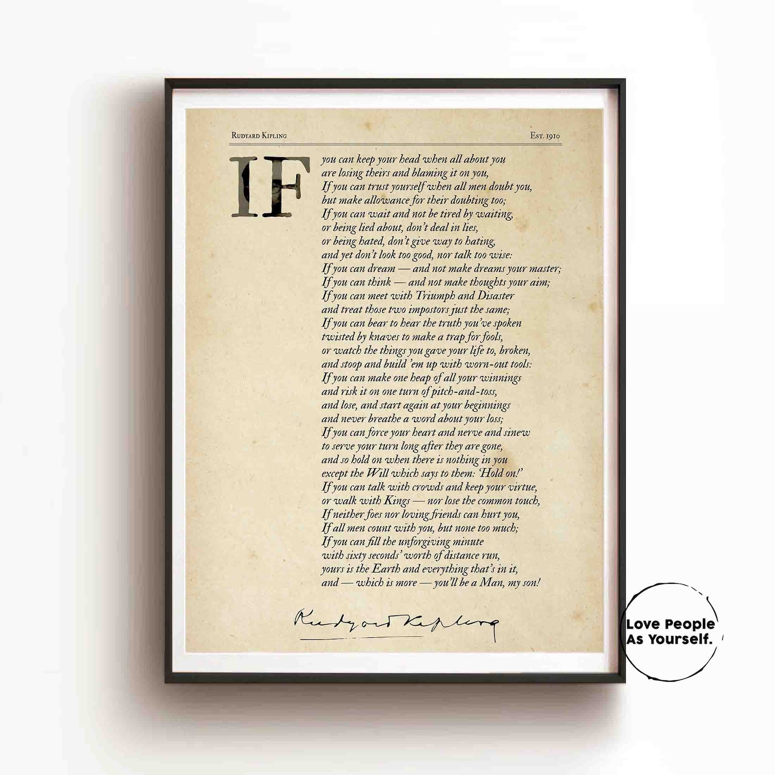 IF Poem Print, Rudyard Kipling Art Print, Inspirational Prints ...