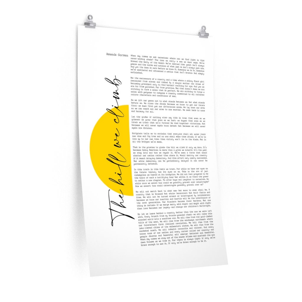 Amanda Gorman Full Poem the Hill We Climb American Poet - Etsy