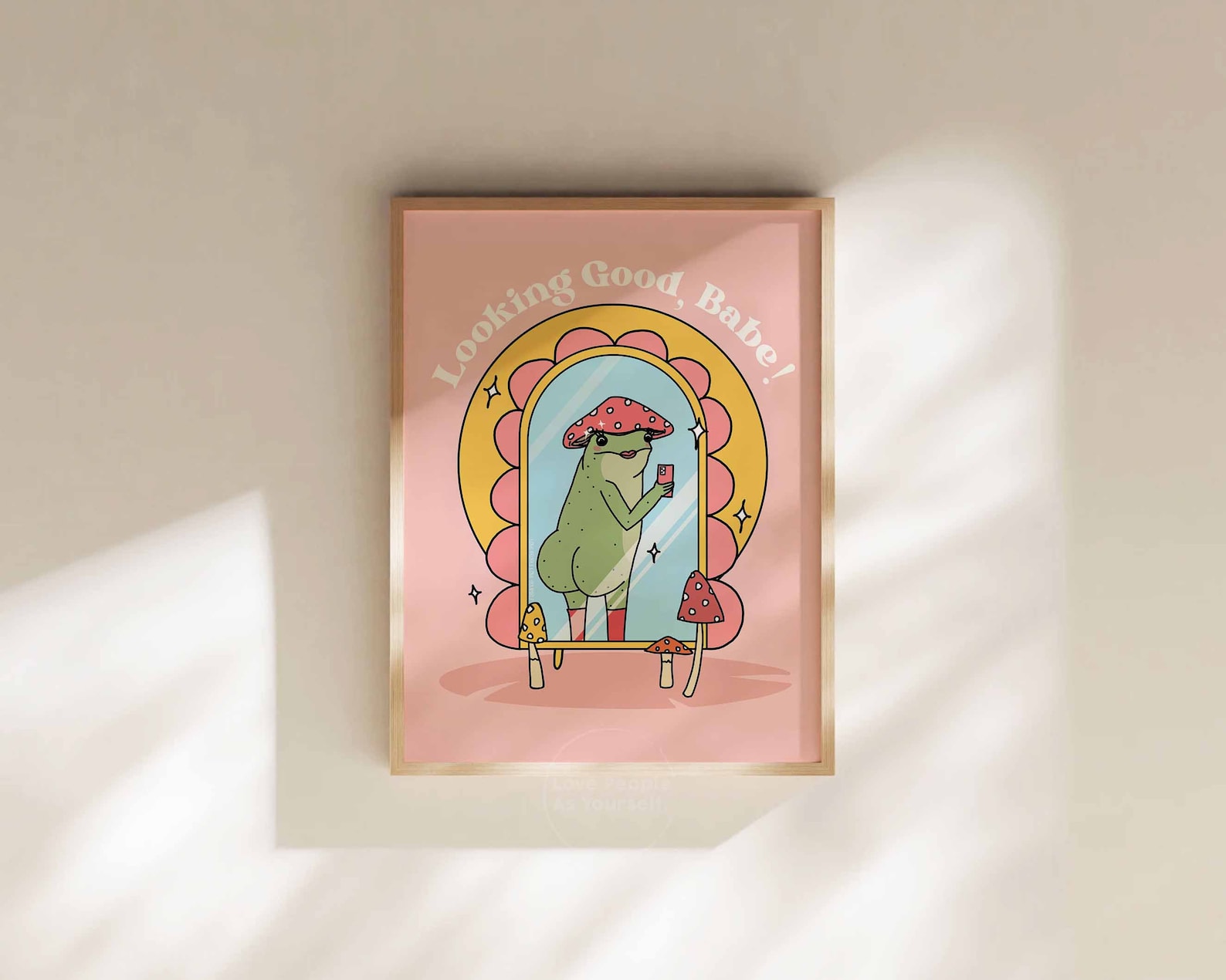 Girly Frog Self Love Wall Print, Positivity Frog Lover, Pink Coquette ...