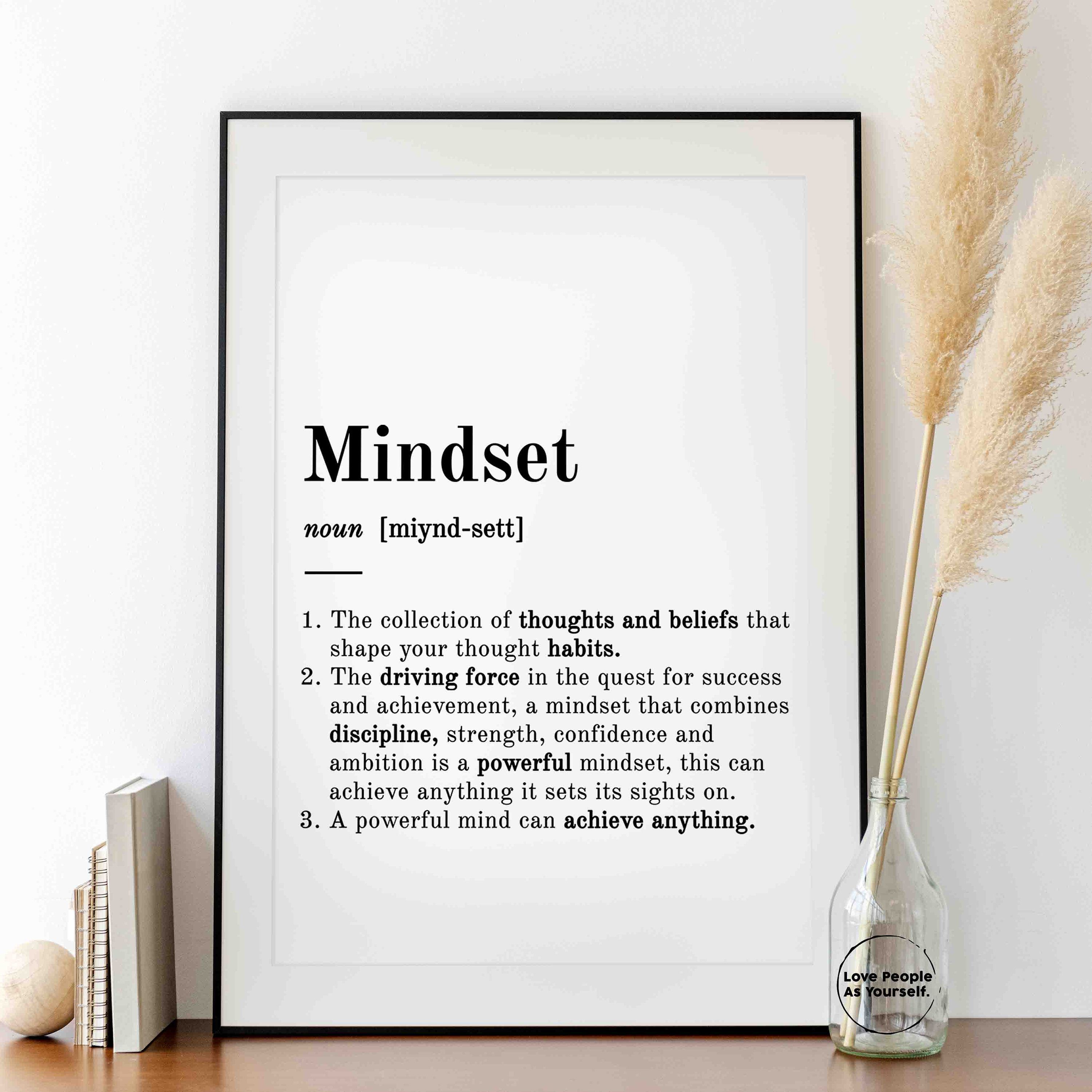 Mindset Definition Print, Office Wall Art, Home Office, Inspirational ...