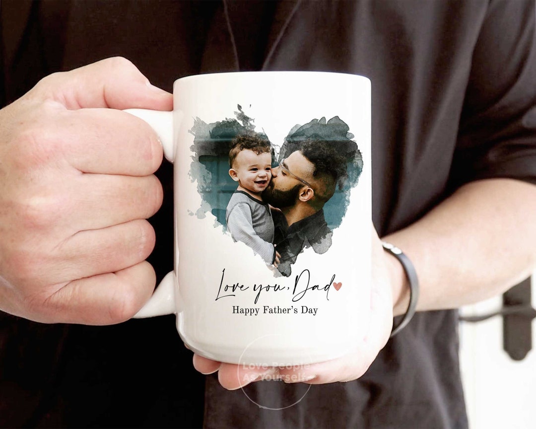 Custom Dad Mug Watercolor Portrait Coffee Cup, Personalized Dad's ...