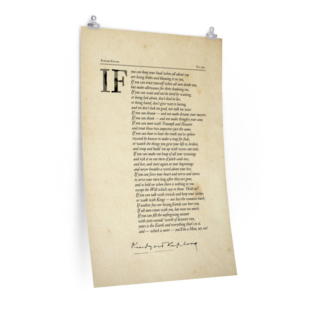 IF Poem Print Rudyard Kipling Art Print inspirational | Etsy