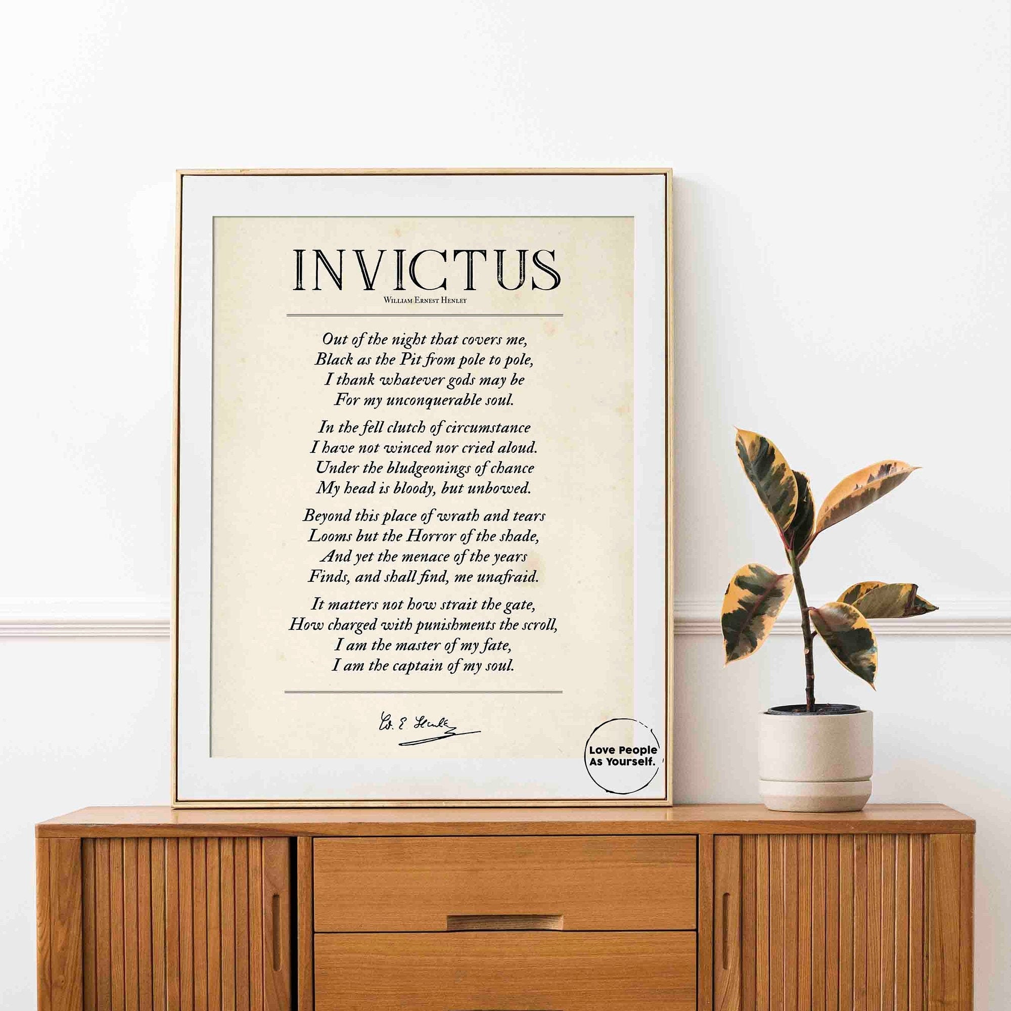 Invictus Poem, William Ernest Henley Print, Fathers Day Gift Poetry ...