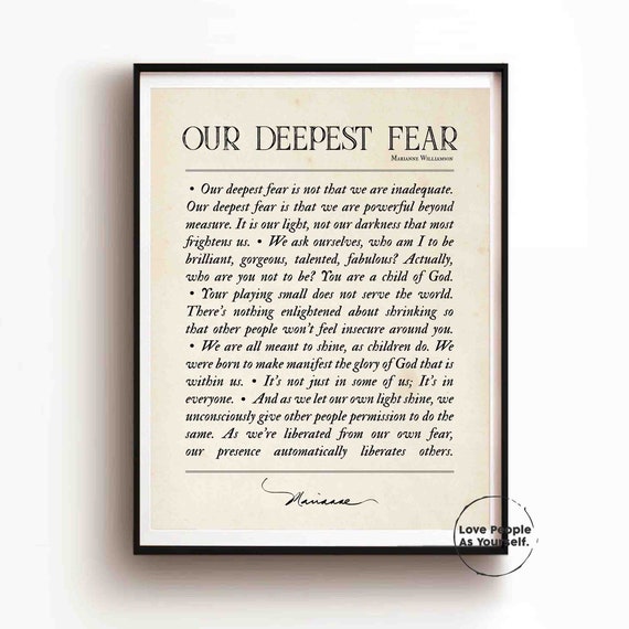 Our Deepest Fear Poem Marianne Williamson Wall Art Print - Etsy