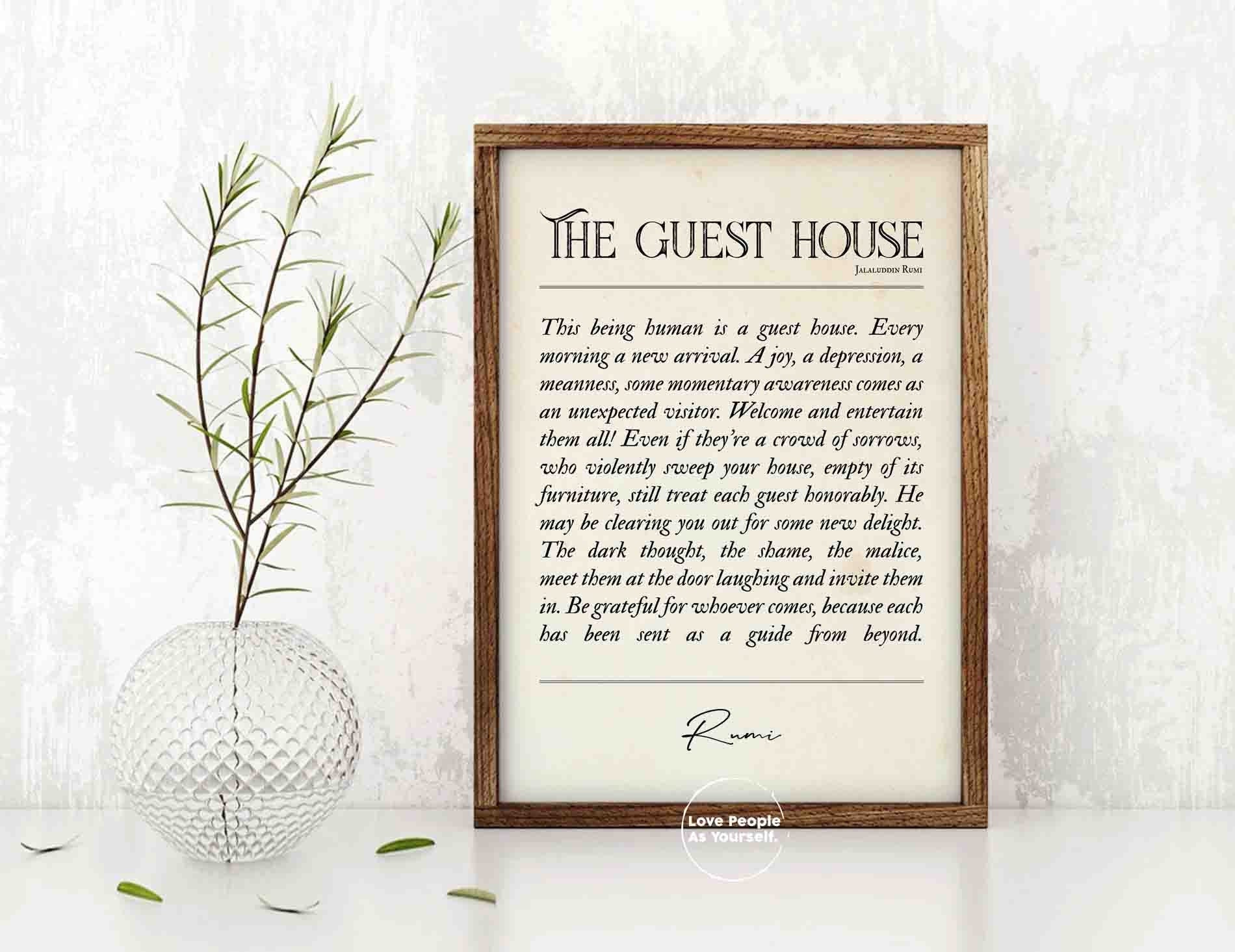 The Guest House Poem by Rumi Rumi Quote Inspiring Poem - Etsy México