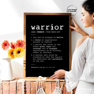 Warrior Sign, Custom Name Sign, Personalized Friend Gift, Inspirational ...