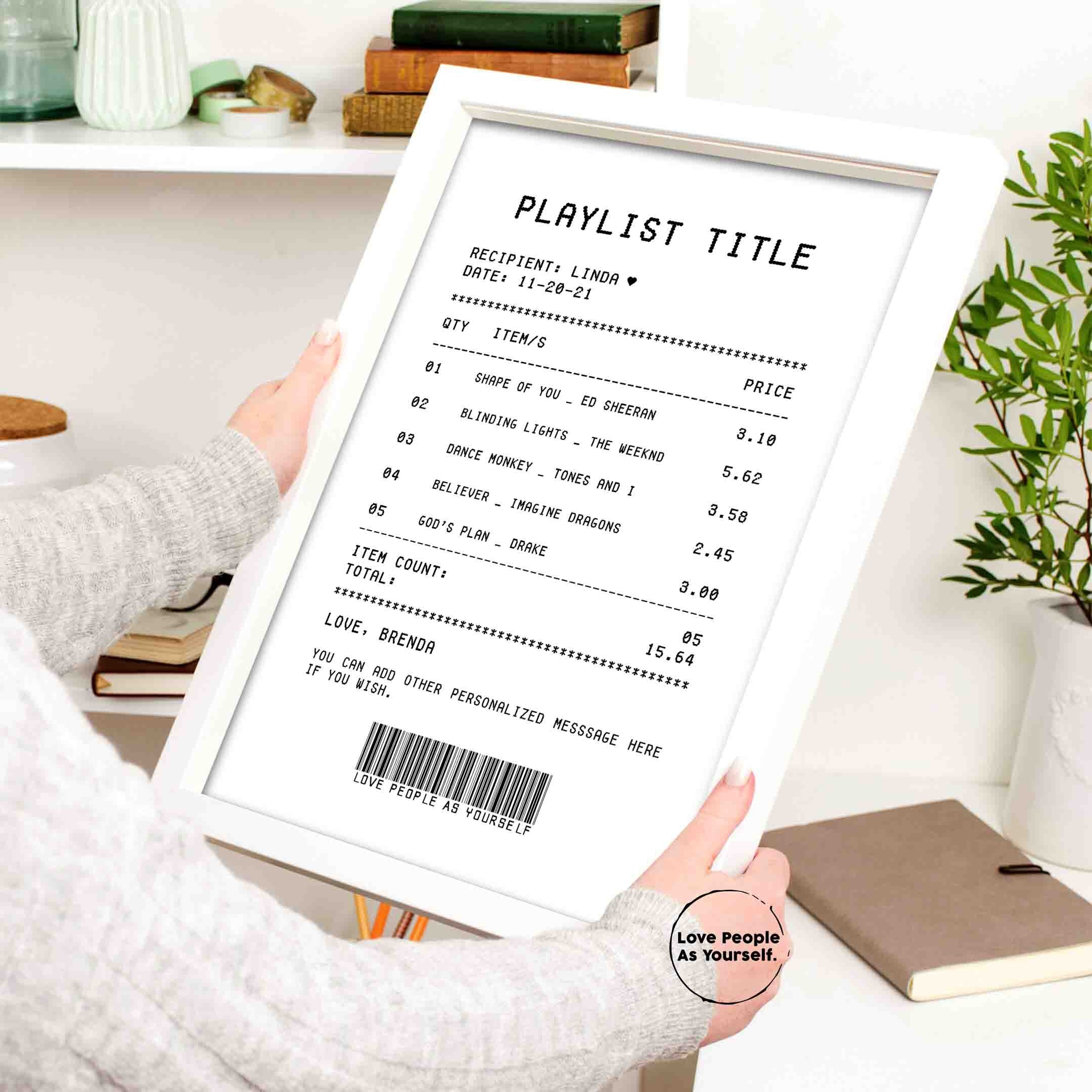 Personalized Song Receipt Poster Print Custom Playlist Gifts - Etsy