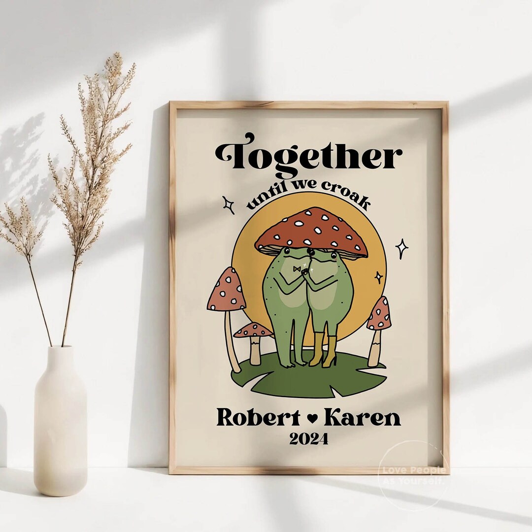 Personalized Couple Print, Custom Wedding Frog Illustration ...