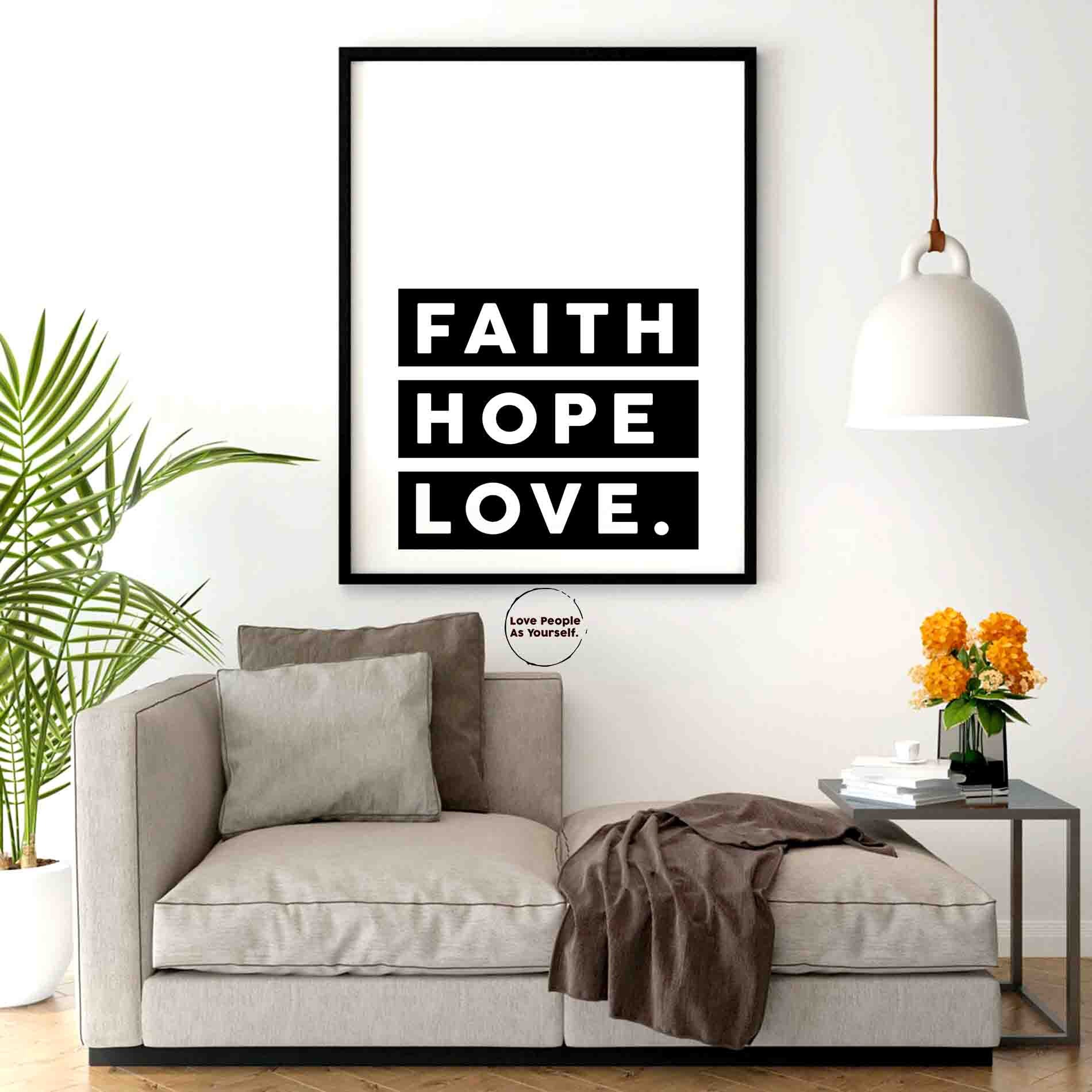 Faith Hope Love Poster Print Printable Wall Art Christian - Etsy