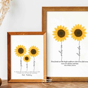 Personalized Sunflower Friendship Print, Custom Best Friend Gift ...