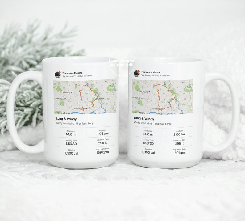 Strava Map Coffee Mug, Runner Mug Gift, Custom Running Sport Activity ...