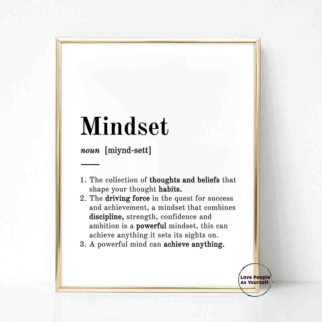 Mindset Definition Print Office Wall Art Home Office - Etsy