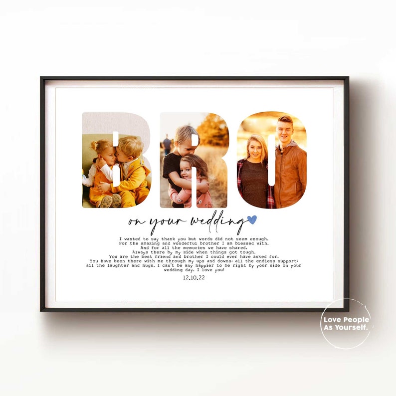Personalized Brother on YOUR Wedding, Bro Custom Photo Collage, From ...
