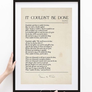 It Couldn't Be Done Poem by Edgar Guest Poster Print Poetry Wall Art ...