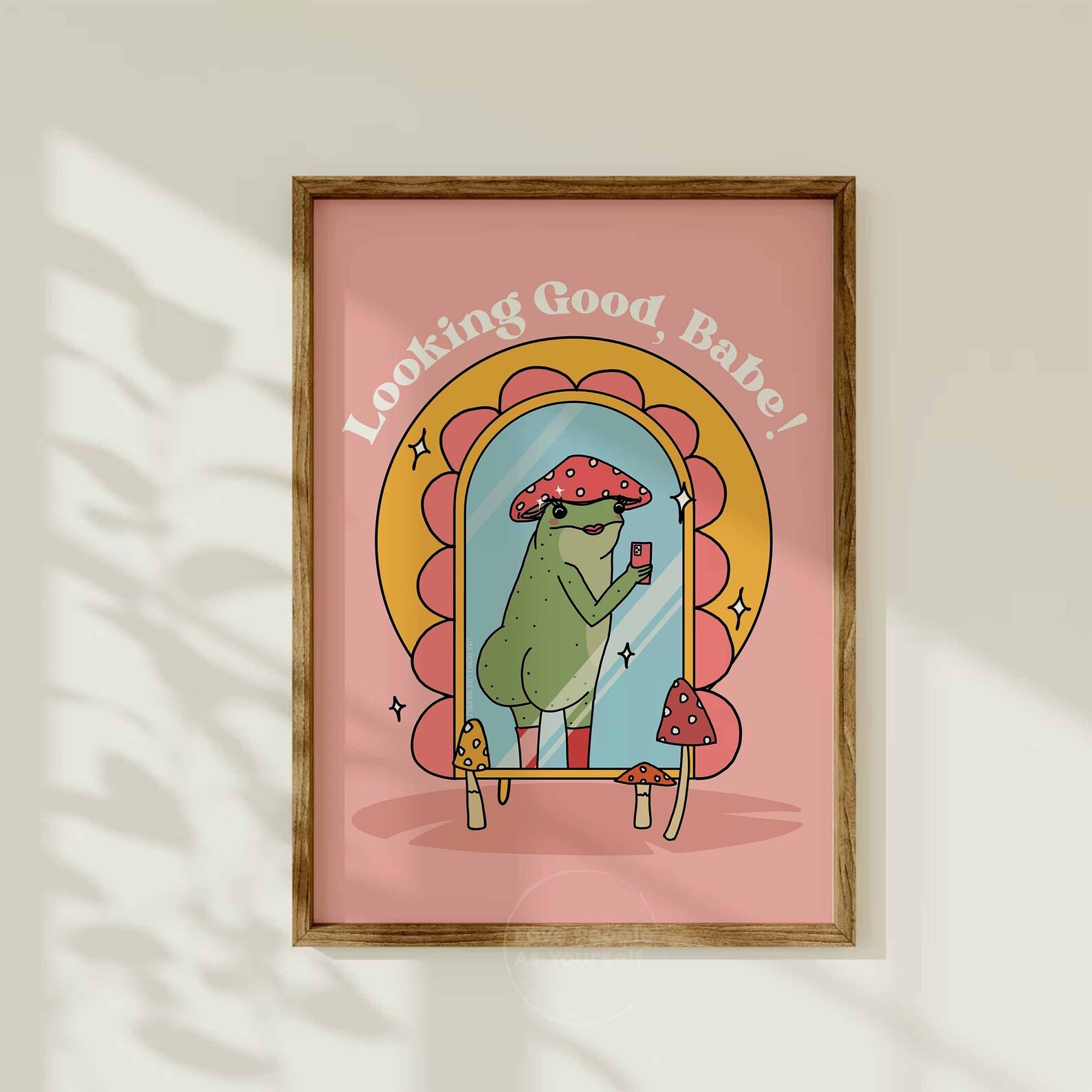 Girly Frog Self Love Wall Print, Positivity Frog Lover, Pink Coquette ...