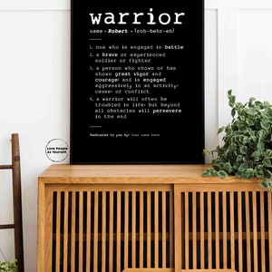 Warrior Sign, Custom Name Sign, Personalized Friend Gift, Inspirational ...