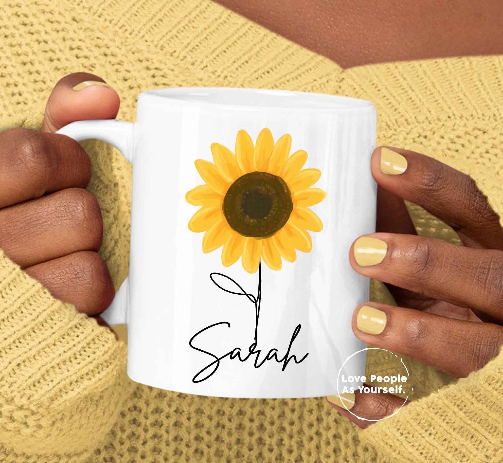 Custom Sunflower Mug, Personalized Name Coffee Mug, Customized Fall ...