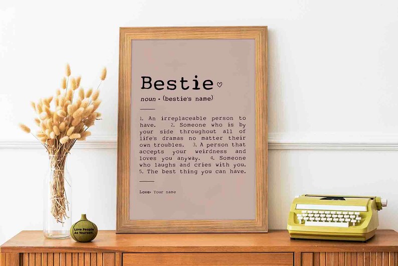 Bestie Best Friend Definition Print, Personalized Friendship Poster ...