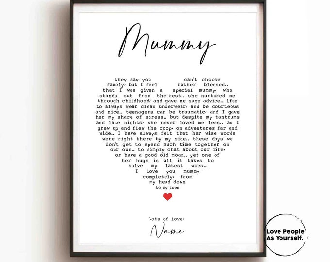 Mummy Poem A4 or A5 PRINT Mothers Day Gift, Gift for Mum, Mum Birthday ...