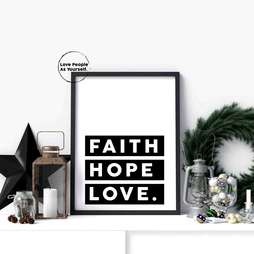 Faith Hope Love Poster Print, Printable Wall Art, Christian Children's ...