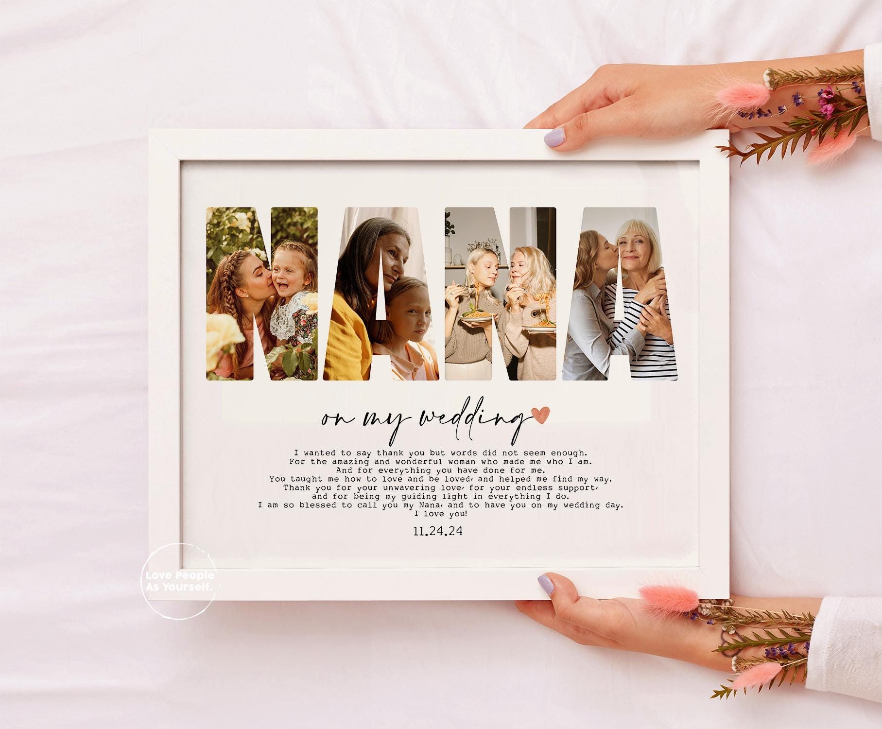 Personalized Nana on My Wedding, Grandma Custom Photo Collage, Nana of ...