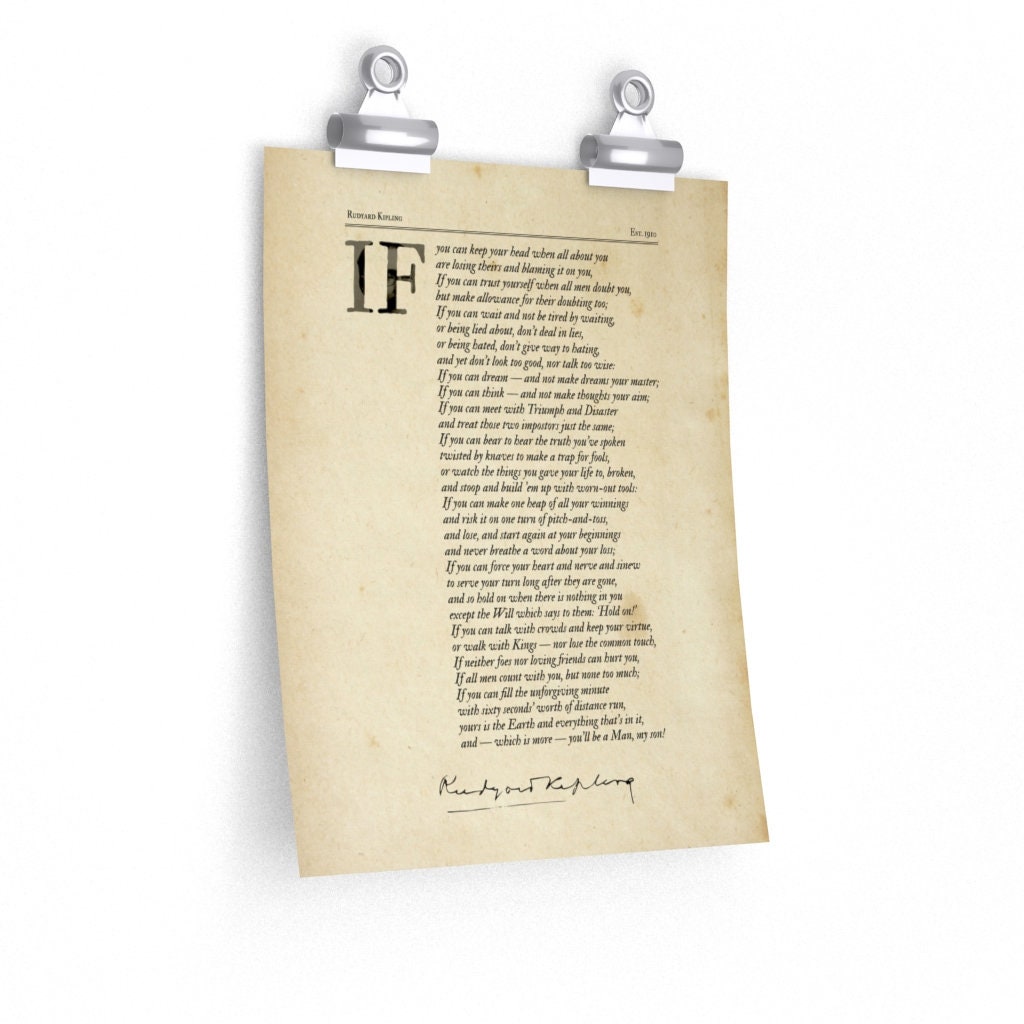 IF Poem Print Rudyard Kipling Art Print inspirational | Etsy