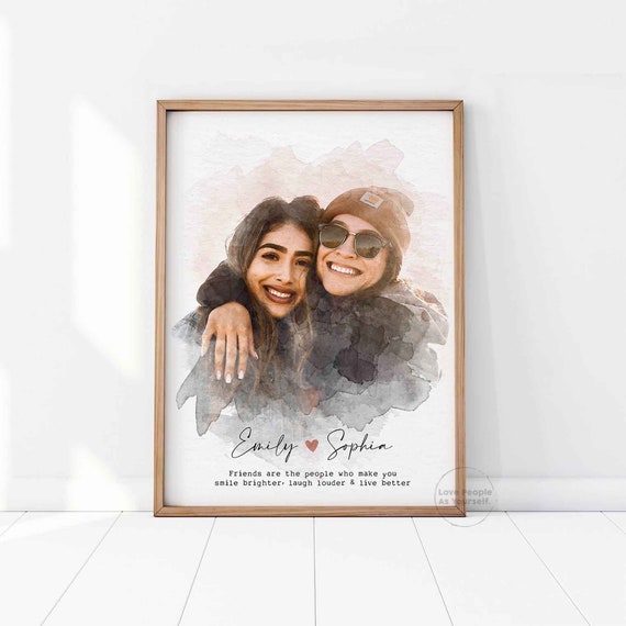 Personalized Best Friend Portrait Painting Digital Art Print | Etsy