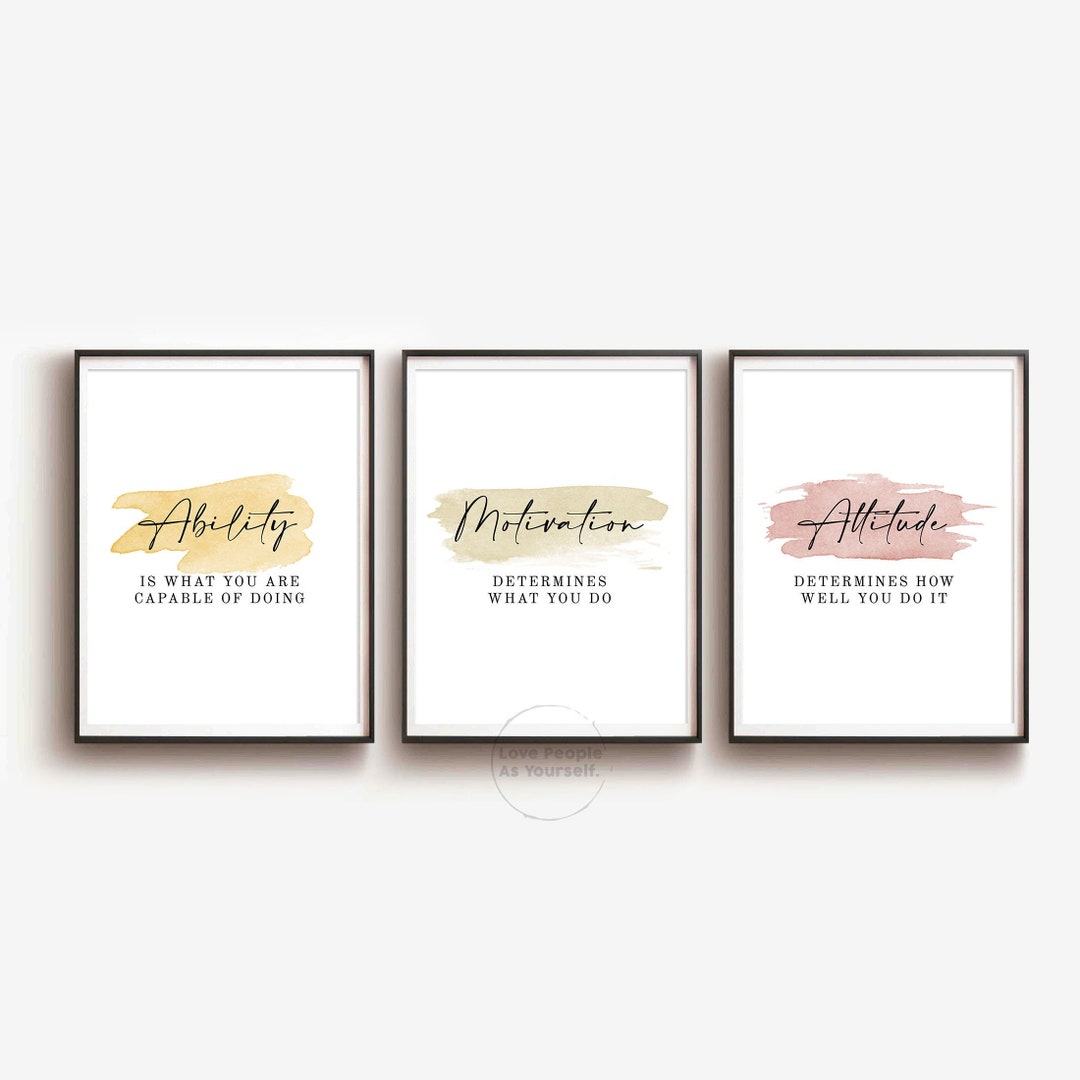 Ability Motivational Attitude, Inspirational Workplace Wall Art ...