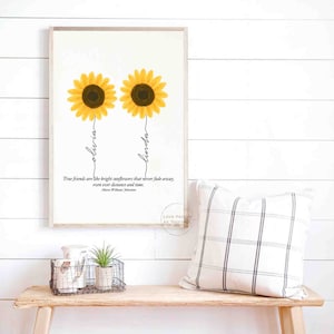 Personalized Sunflower Friendship Print, Custom Best Friend Gift ...