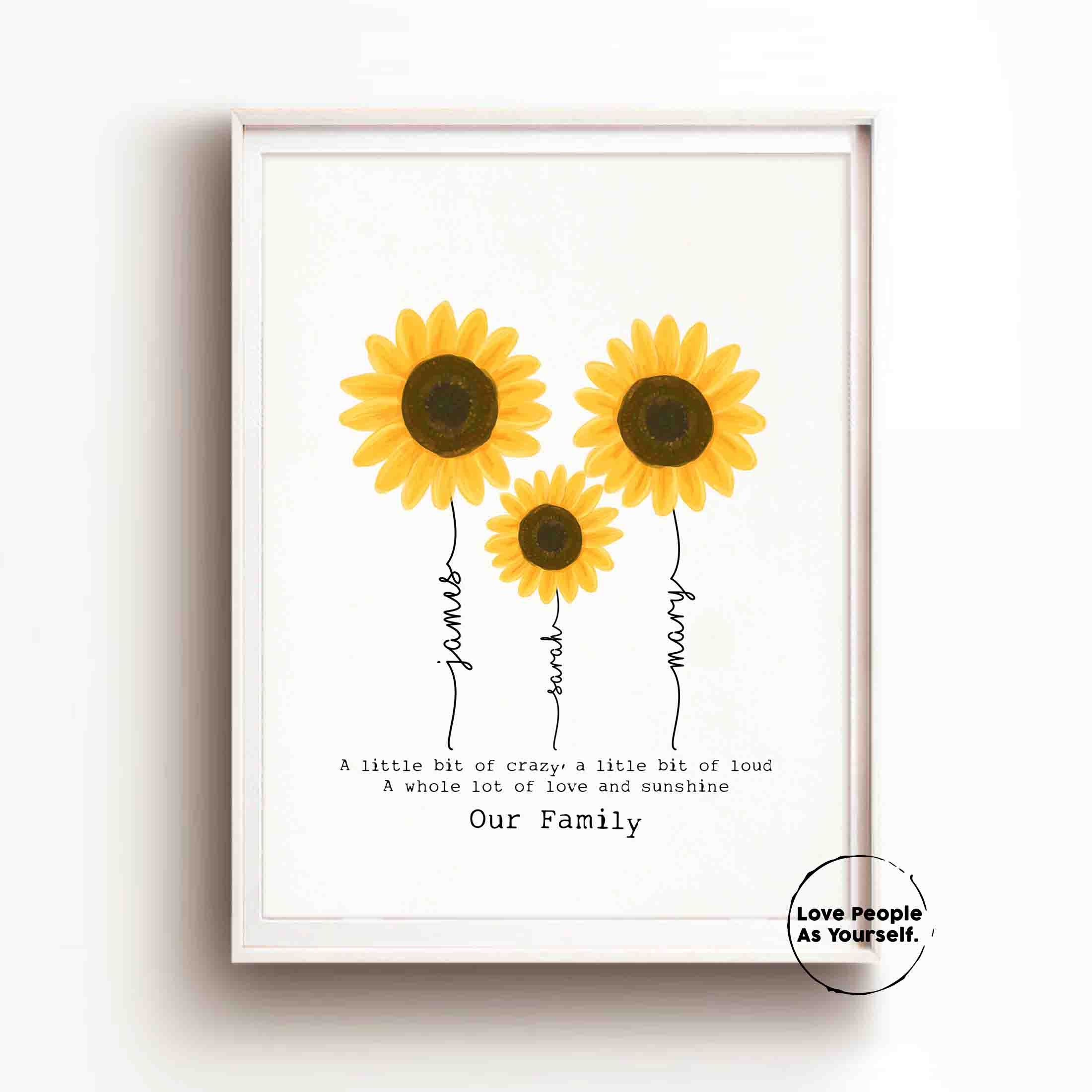 Personalized Sunflower Family Print Custom Family Flower | Etsy