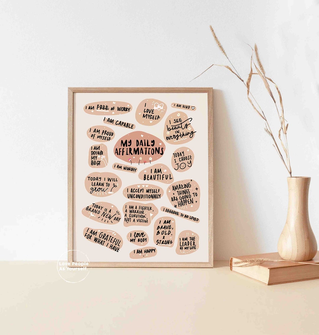 My Daily Affirmations Print, Self Care, Self Love, Motivational, Mental ...